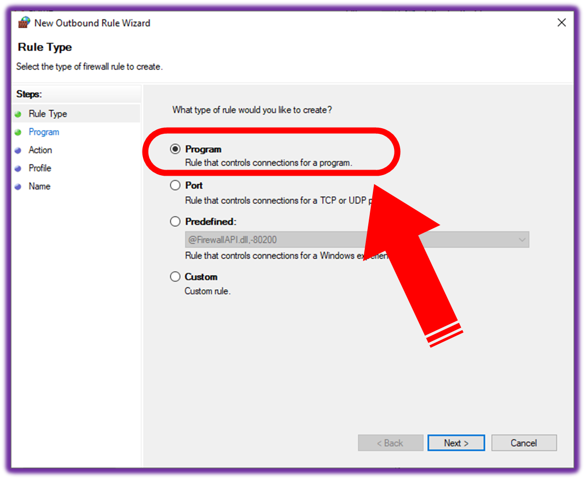 How to restrict internet access to an app in windows 10